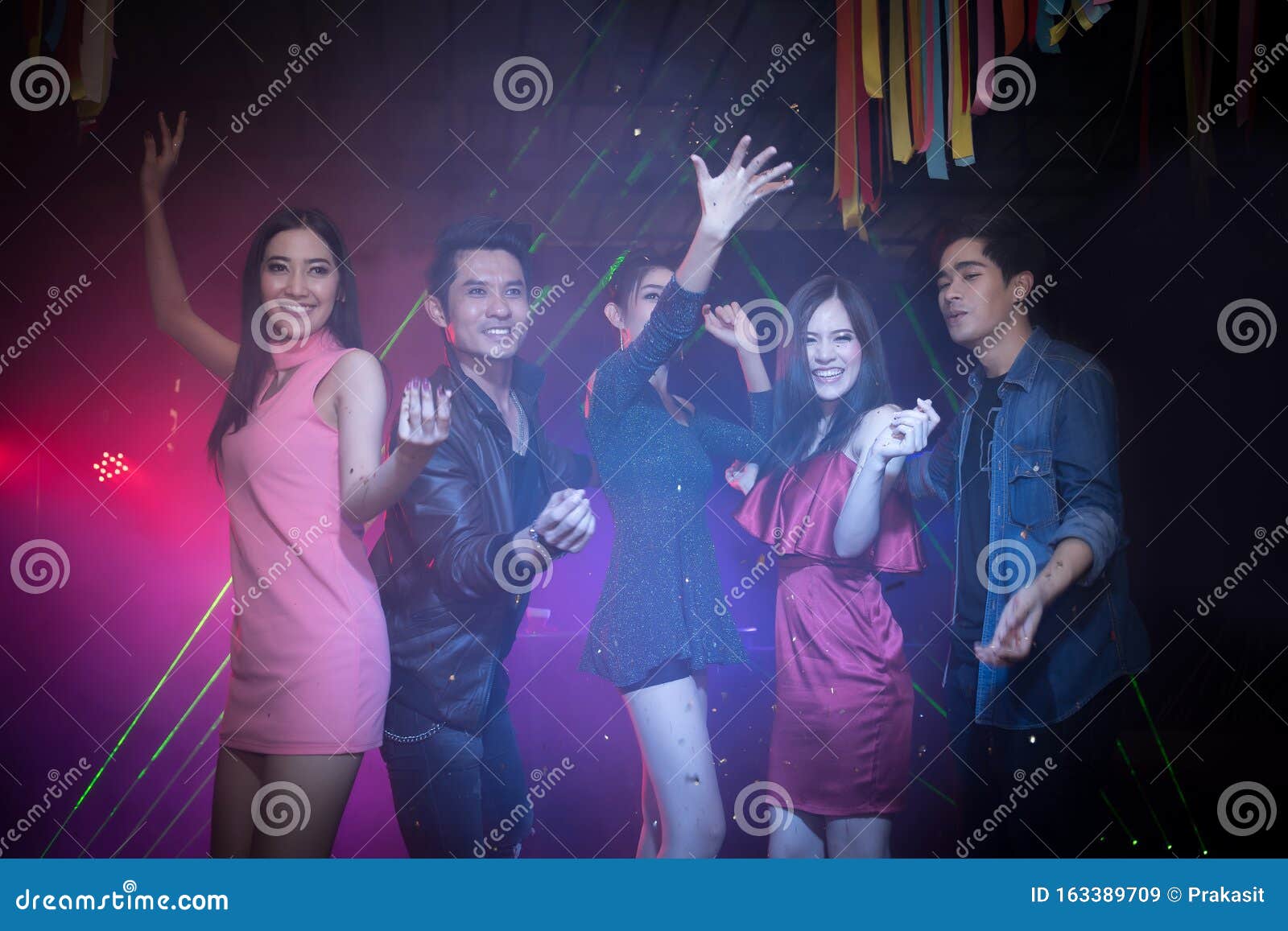 Party Young People Group Dancing in Night Stock Image - Image of ...
