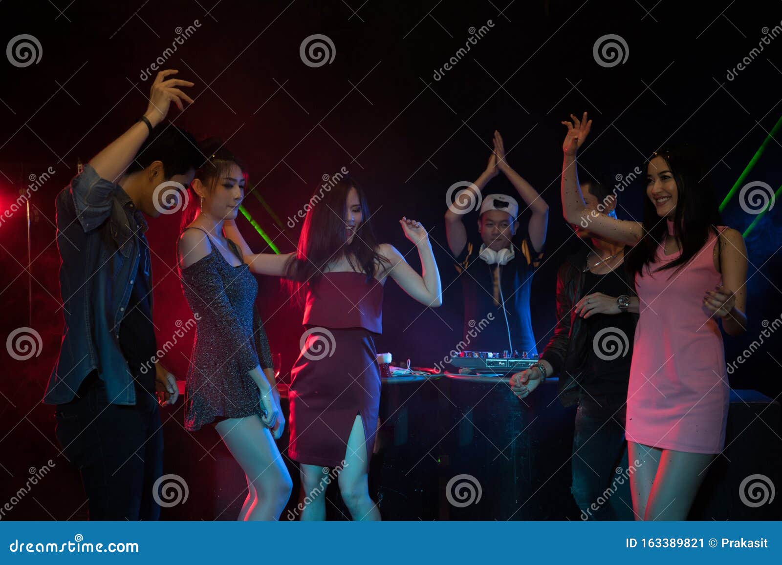 Party Young People Group Dancing in Night Stock Image - Image of ...