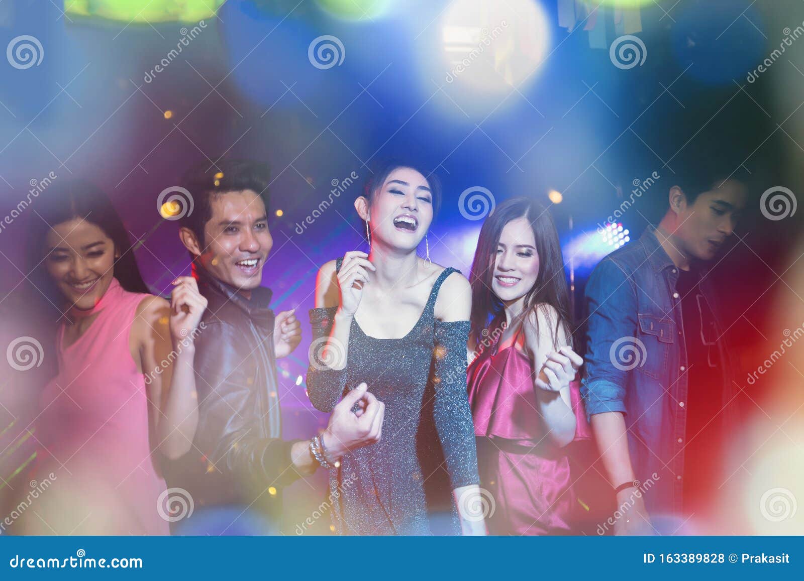 Party Young People Group Dancing in Night Stock Photo - Image of ...