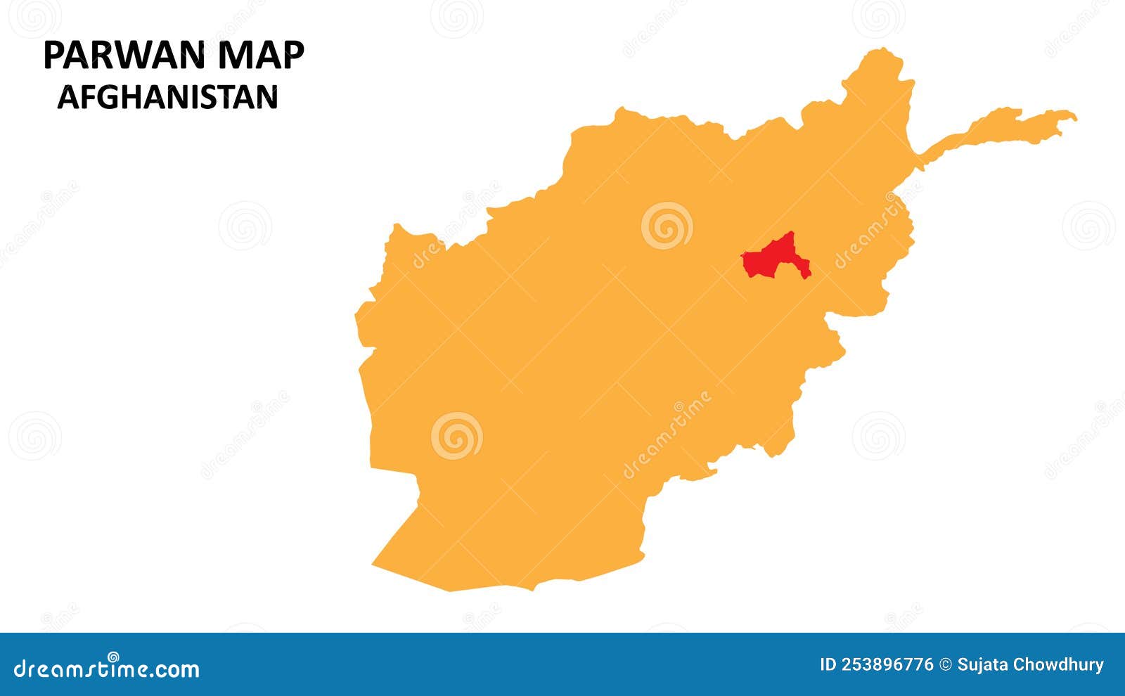 Parwan State and Regions Map Highlighted on Afghanistan Map Stock ...
