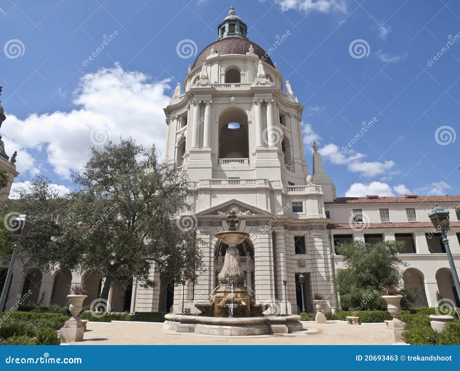 Pasadena City Hall Courtyard Stock Image - Image of fountain, landmark ...