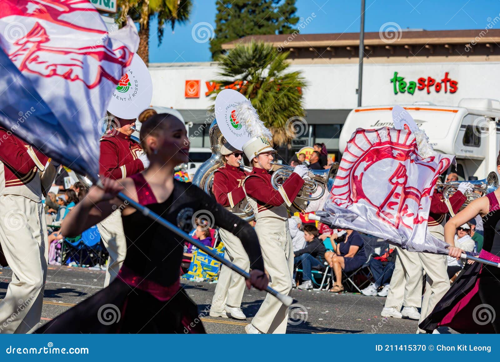 Sunny View of the Famous Rose Parade Editorial Image - Image of band ...