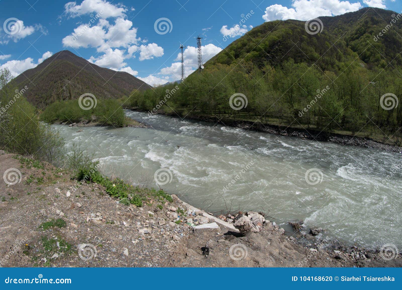 Pasanauri, Confluence of Rivers - White and Black Aragvi. Stock Photo ...