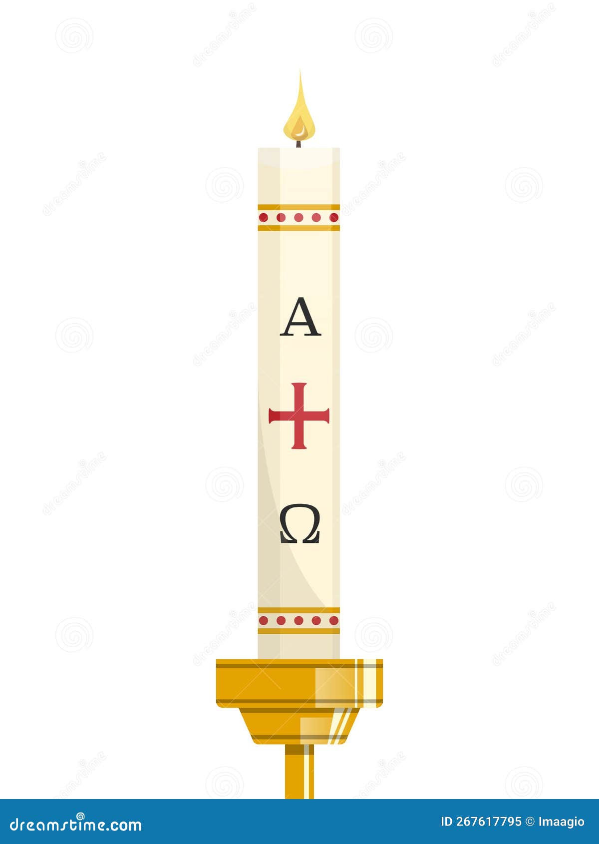 Paschal Candle for Easter Vigil of Holy Week Above Golden Candlestick ...