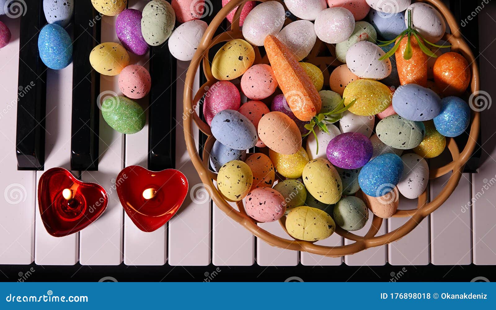 Paschal Easter Eggs and Piano Keys Stock Photo - Image of occasion ...
