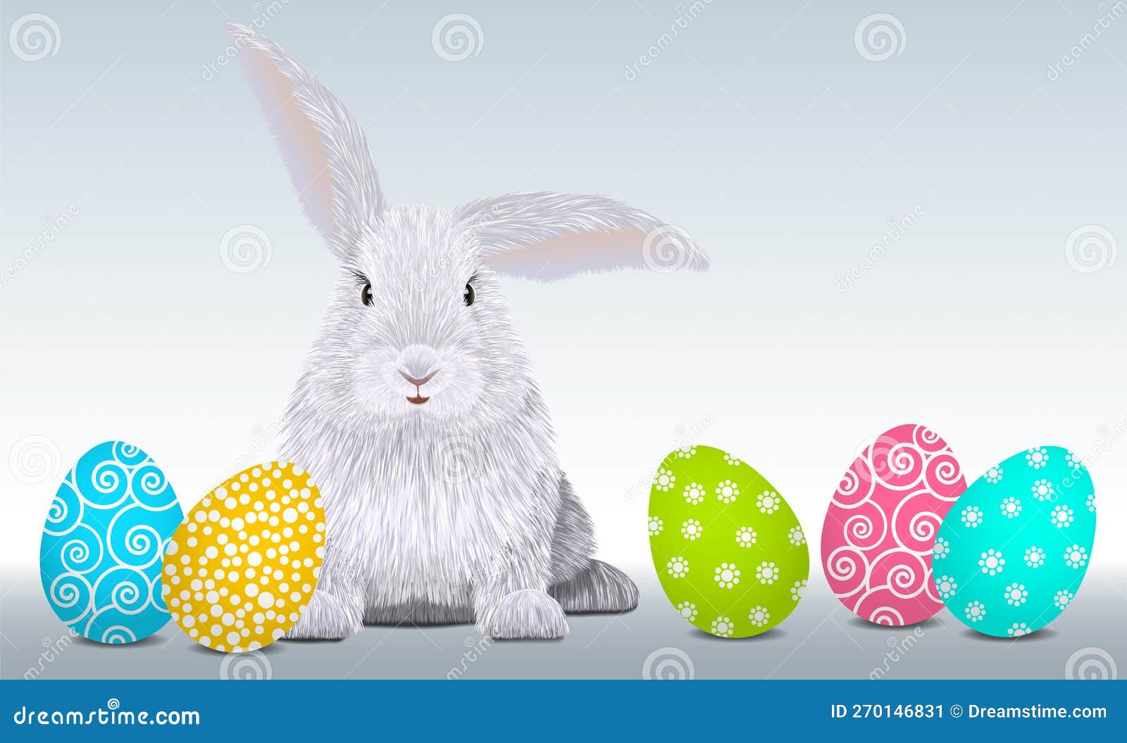 Pascua Lindo Conejo Y Colorido Vector De Huevos De Pascua Ilustración ...