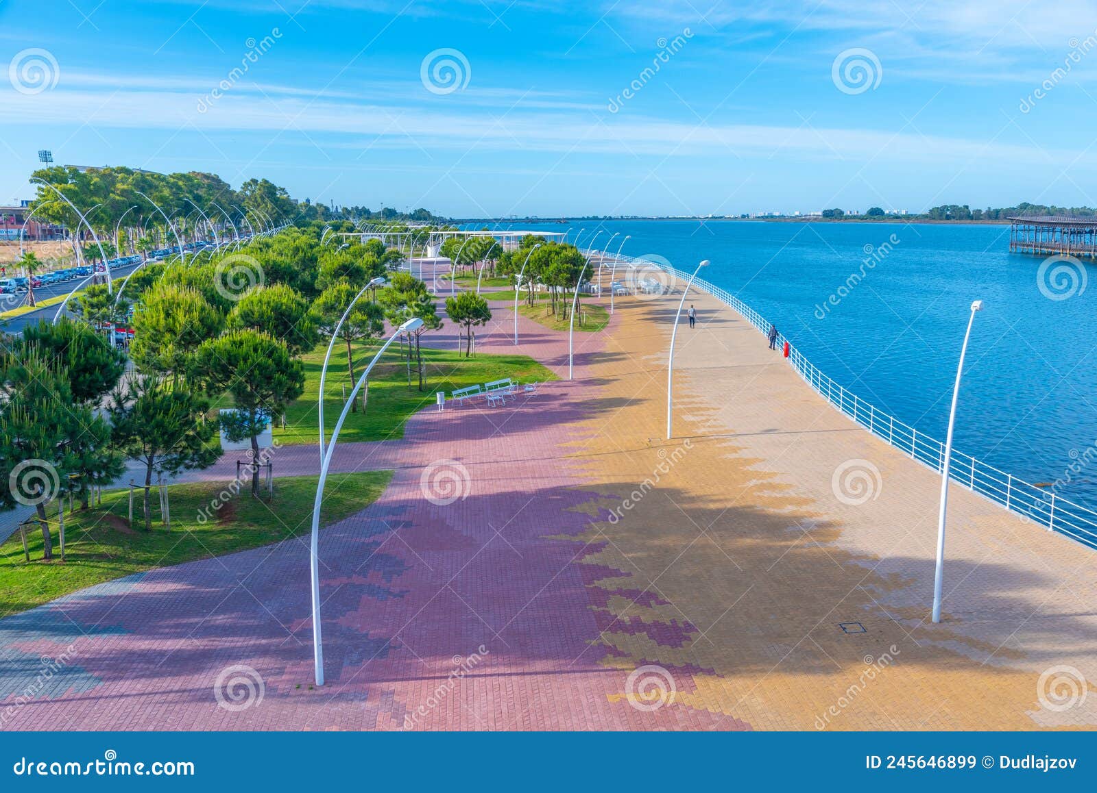 Paseo De La Rio at Spanish Town Huelva. Stock Image - Image of coast ...