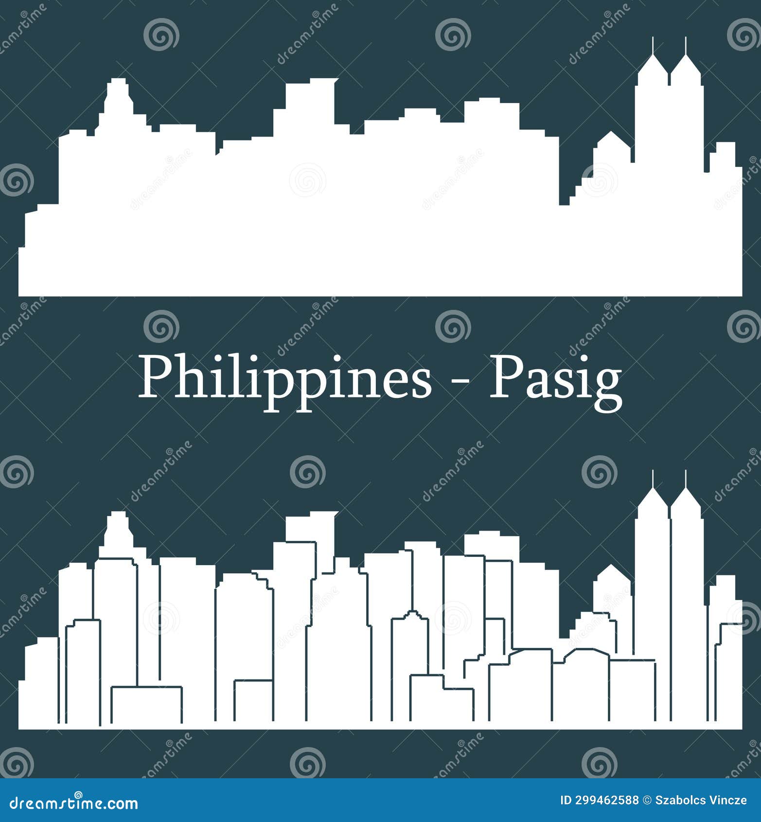 Pasig, Philippines City Silhouette Stock Illustration - Illustration of ...