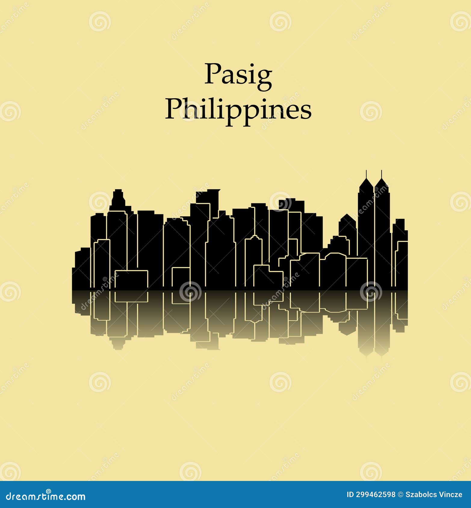 Pasig, Philippines City Silhouette Stock Illustration - Illustration of ...