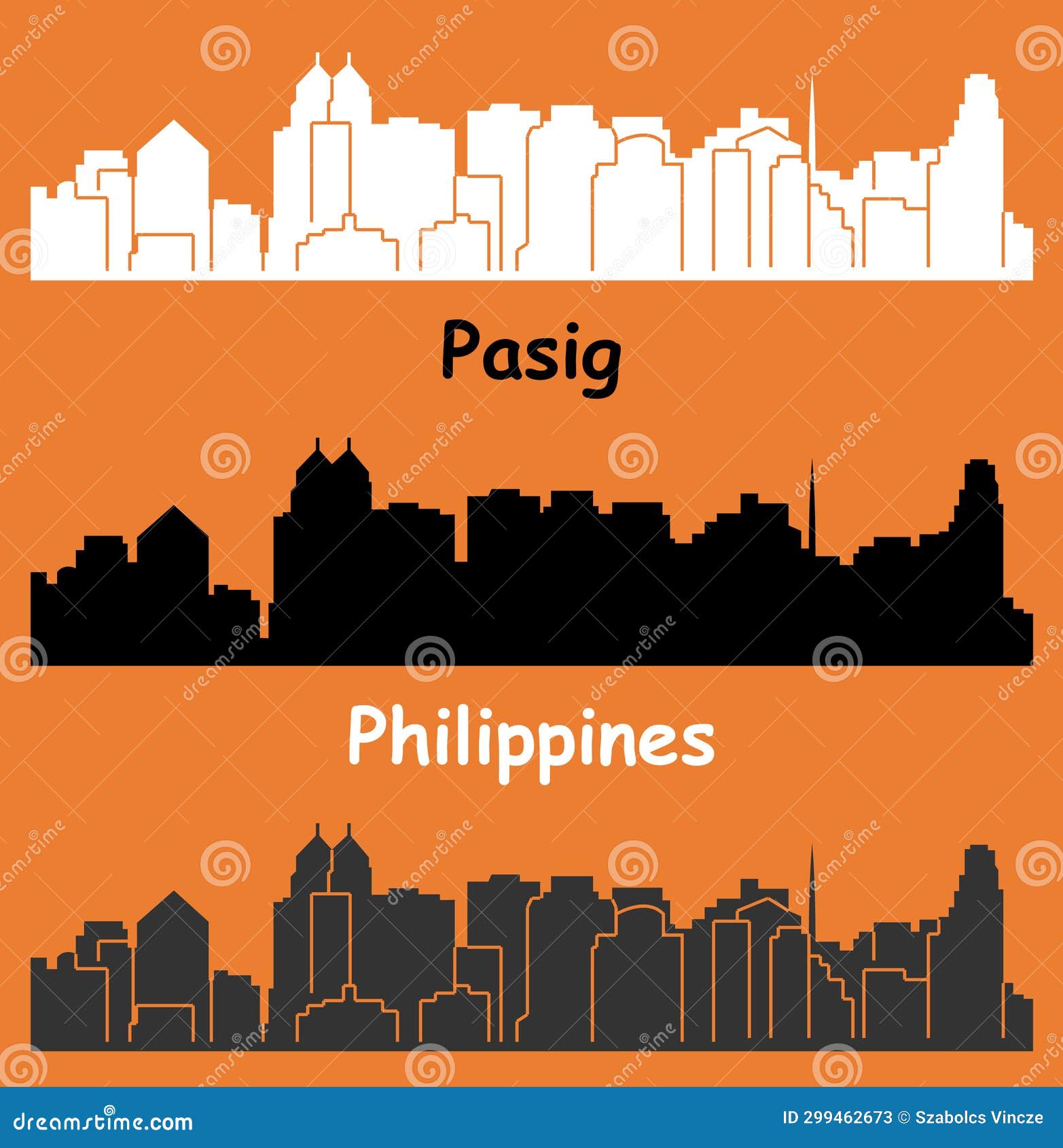 Pasig, Philippines City Silhouette Stock Illustration - Illustration of ...