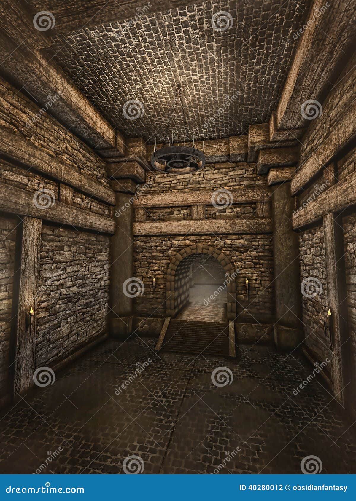 Pasillo de la mazmorra stock de ilustración. Ilustración de piedra ...