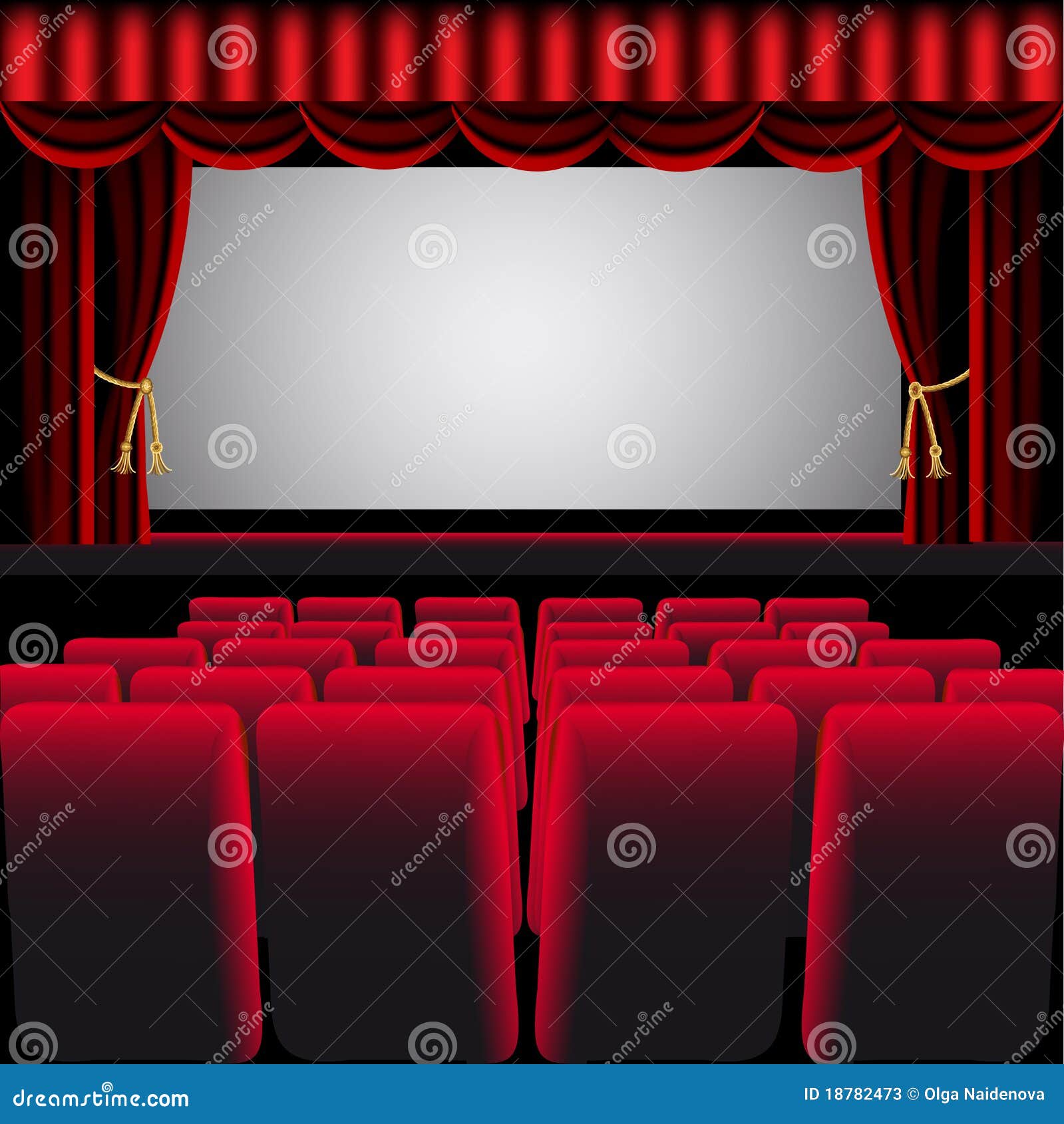 Pasillo Del Cine Con La Cortina Roja Ilustración del Vector ...