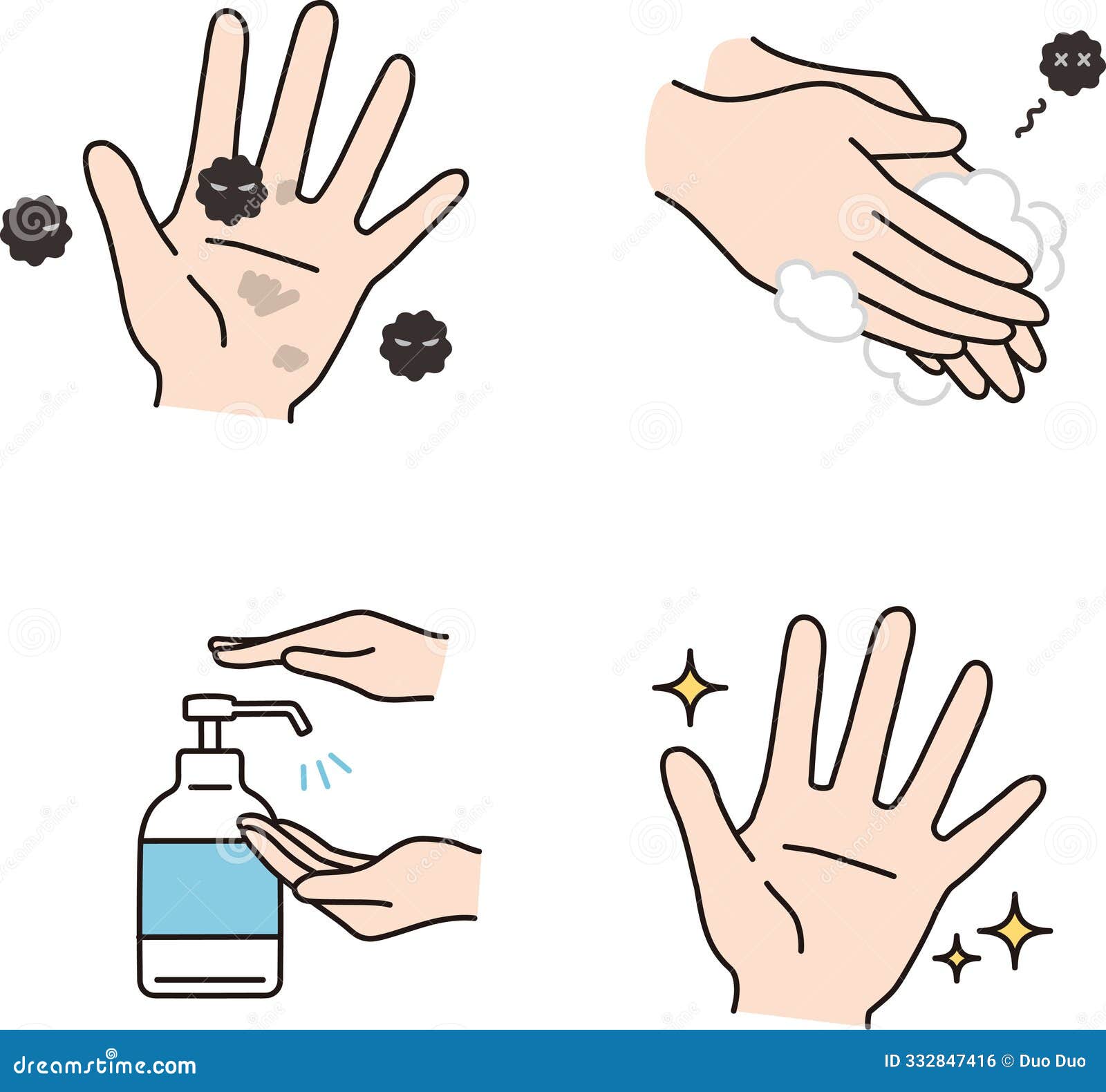 Pasos de lavado de manos ilustración del vector. Ilustración de limpio ...