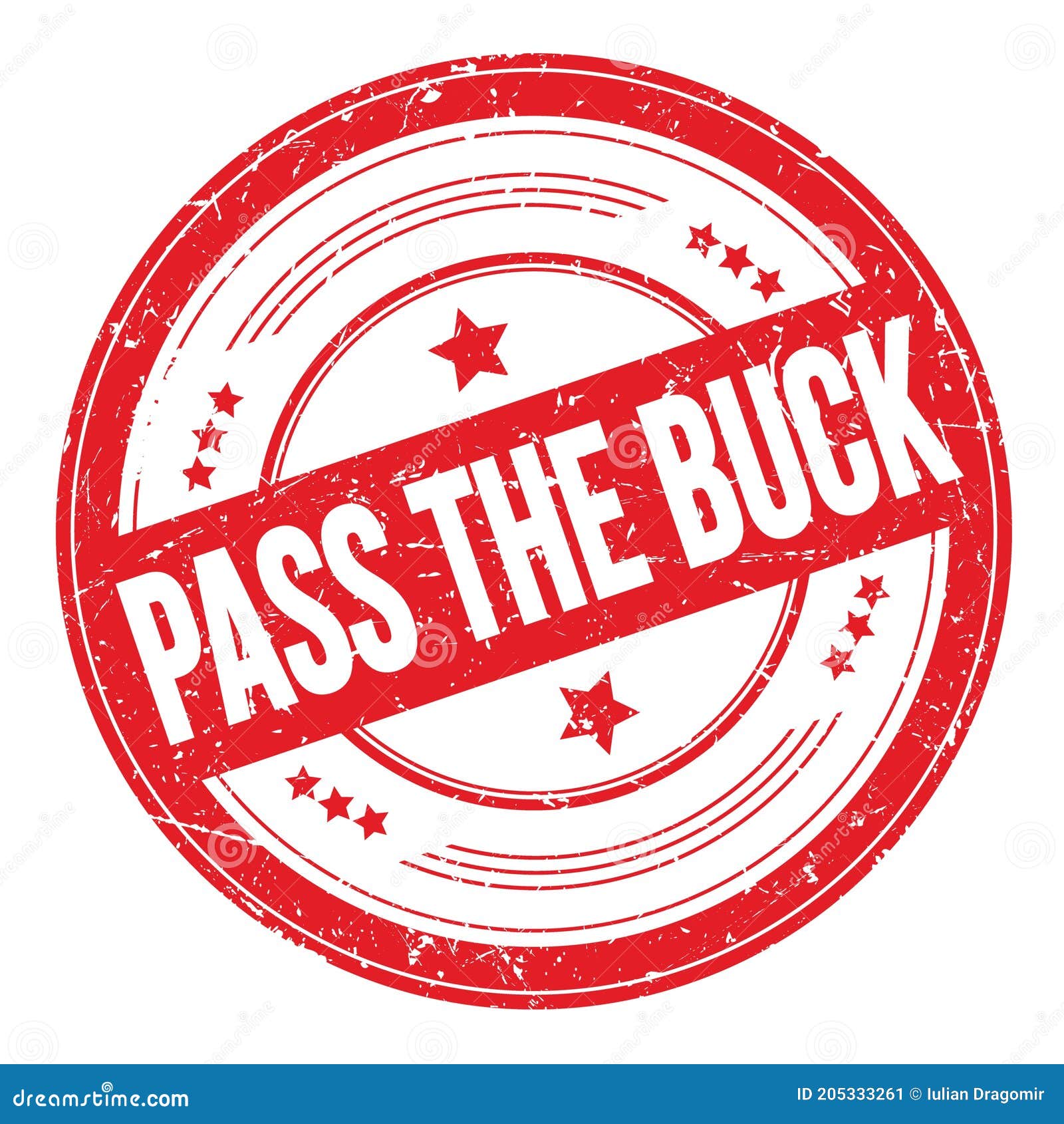 PASS the BUCK Text on Red Round Grungy Stamp Stock Illustration ...