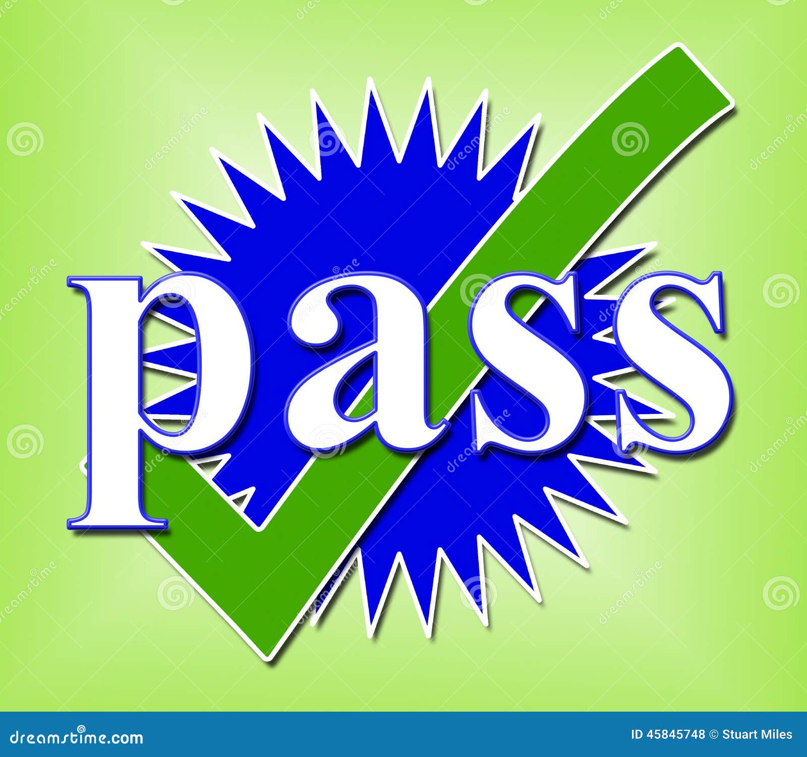 Pass Tick Shows Verified Approval and Endorsed Stock Illustration ...