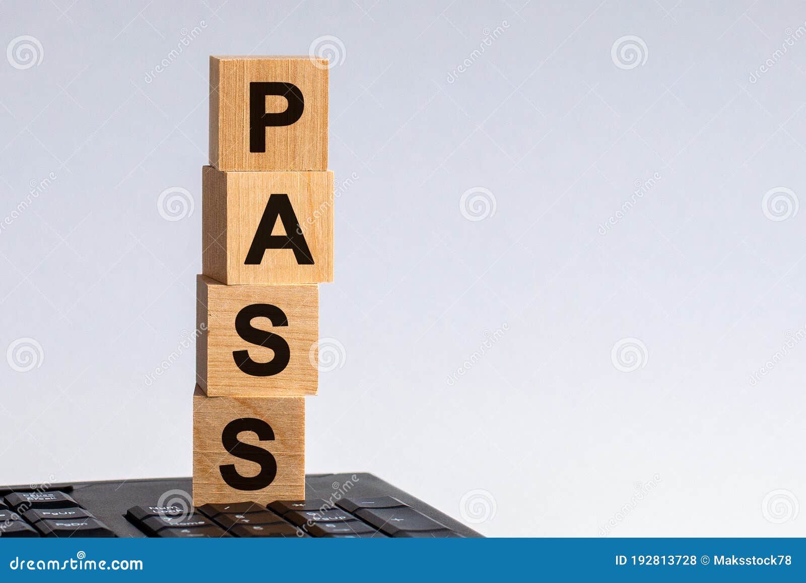 PASS Word Made with Building Blocks. Positive Answer Concept Stock ...