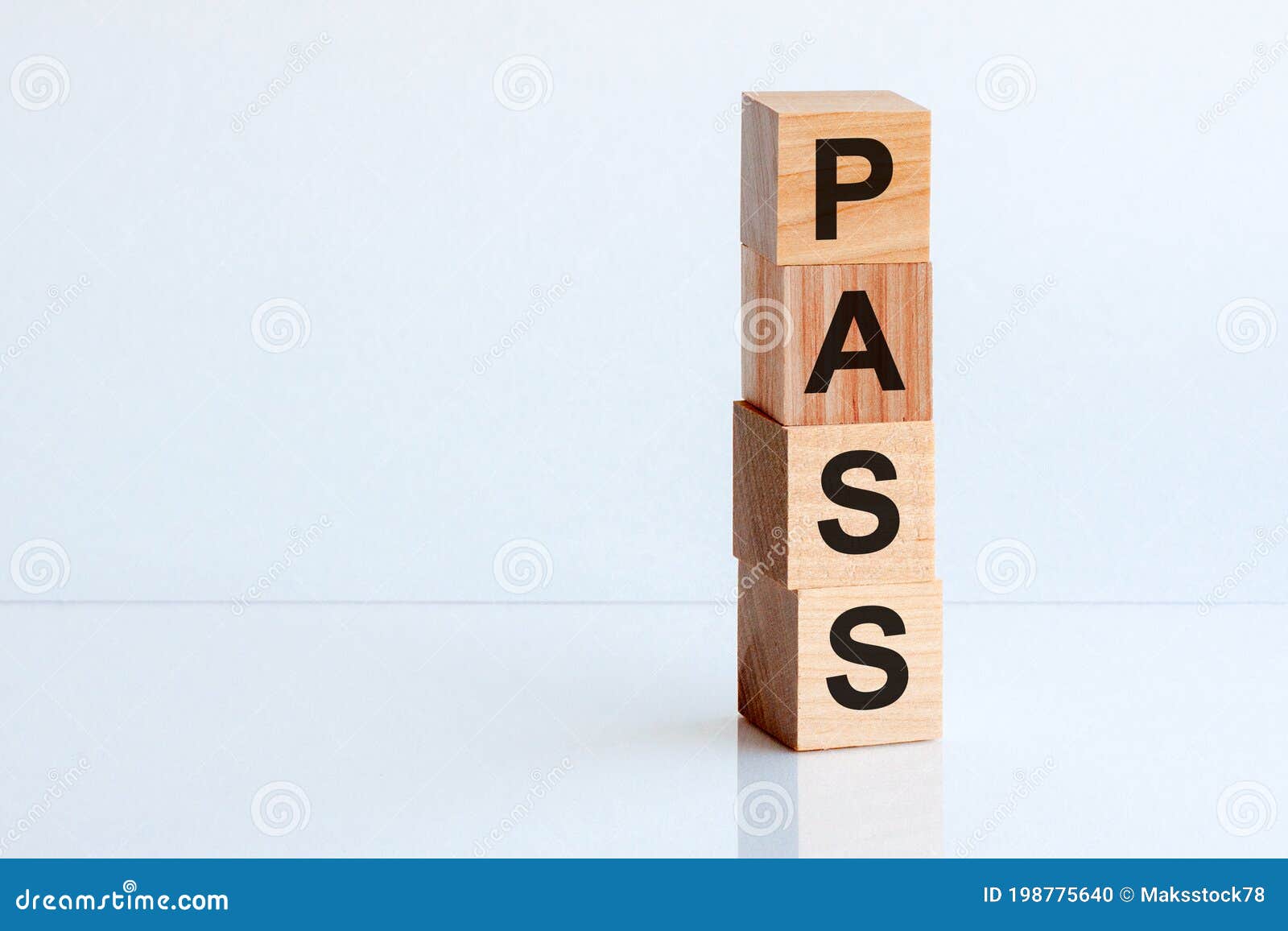 PASS - Words from Wooden Blocks, Front View Stock Photo - Image of wood ...