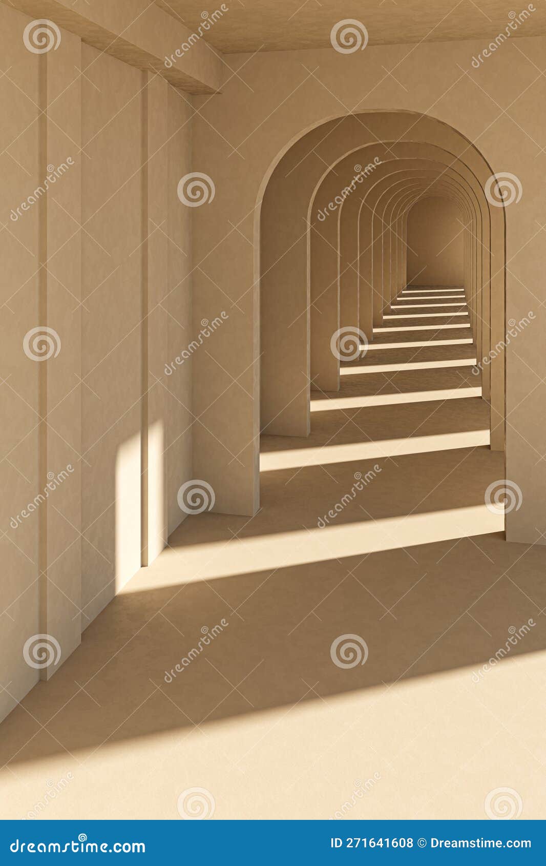Passage with Arched Portals in Perspective. Stock Illustration ...