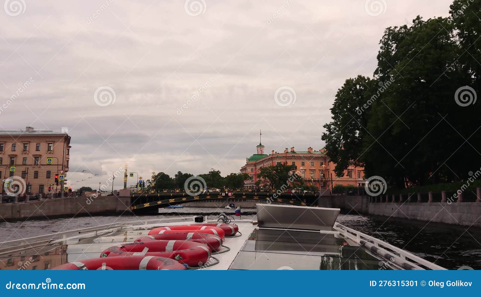 The Passage of the Boat Under the Big City Bridge. Bottom View of the ...