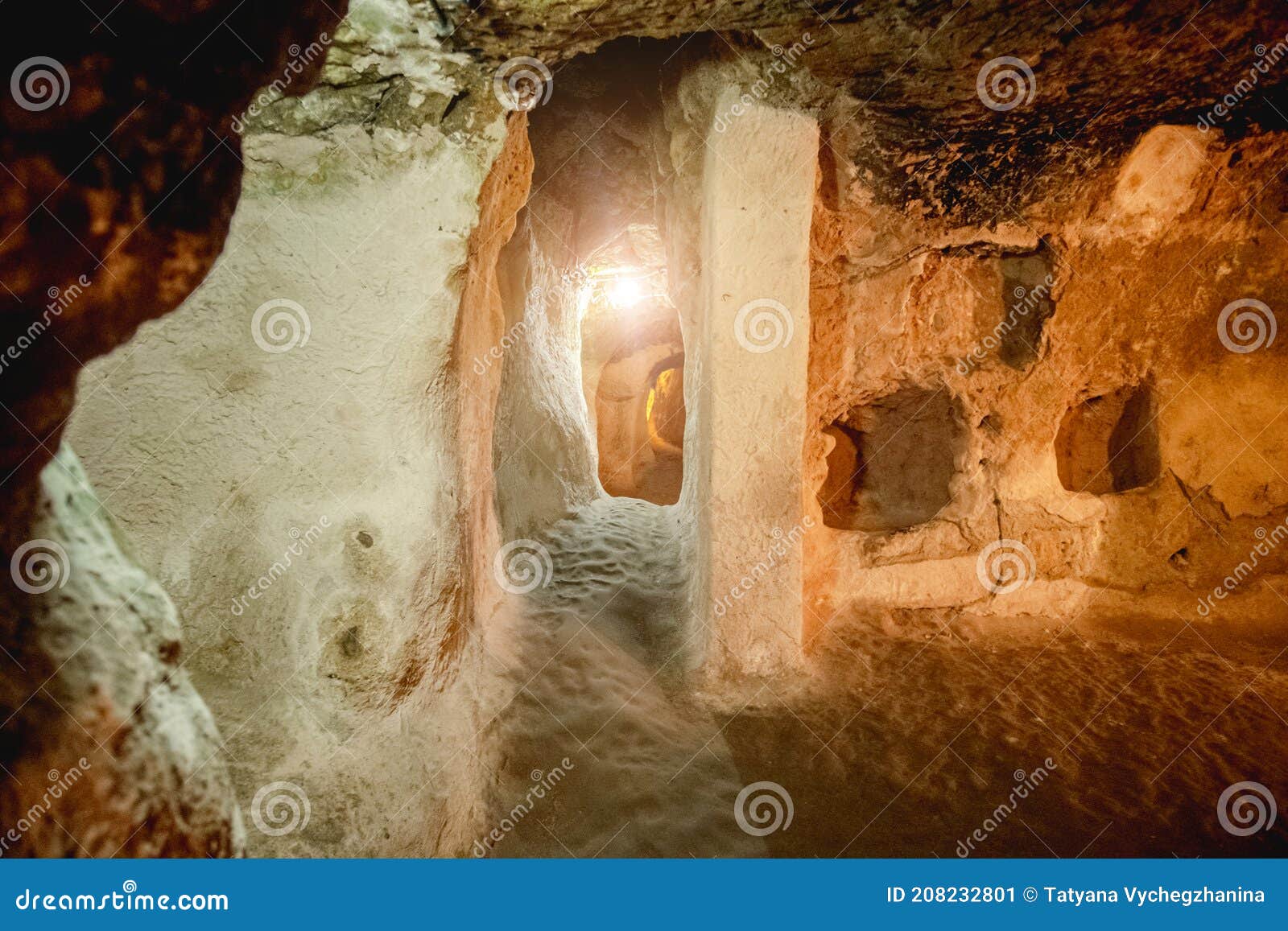 Passage Inside of Underground City in Cappadocia Stock Image - Image of ...