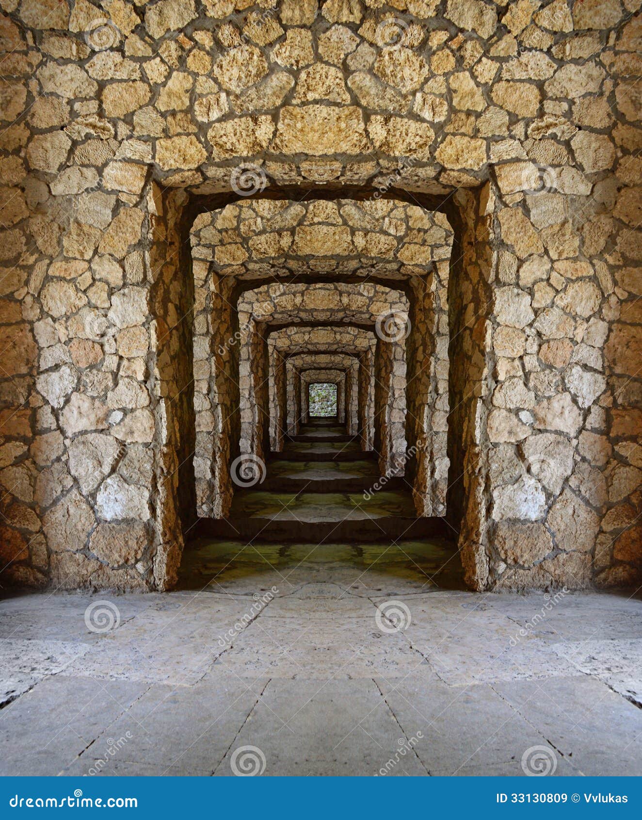 Passage through the Stone Walls Stock Image - Image of empty, tunnel ...