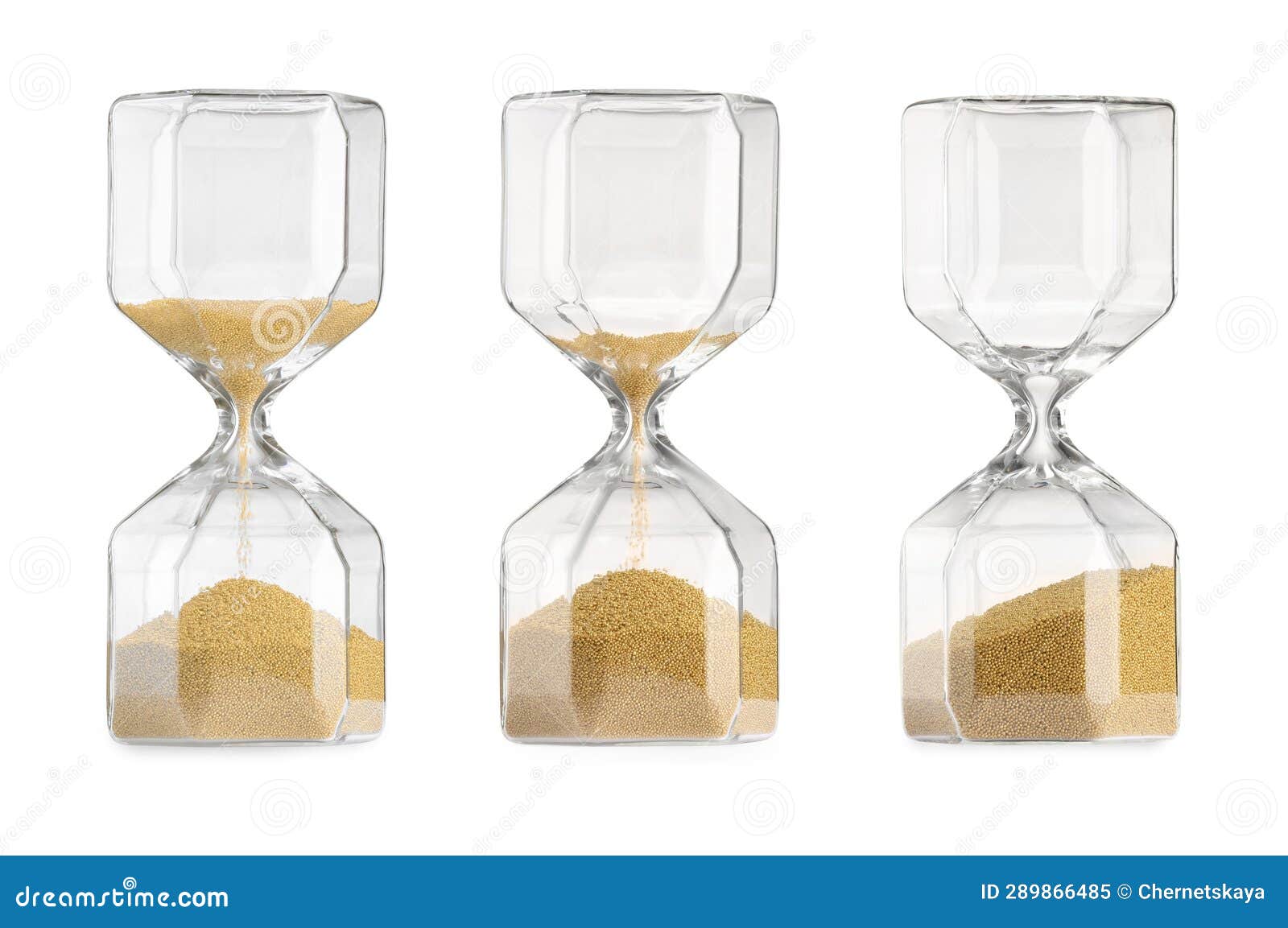 Passage of Time. Hourglass with Flowing Sand on White Background ...