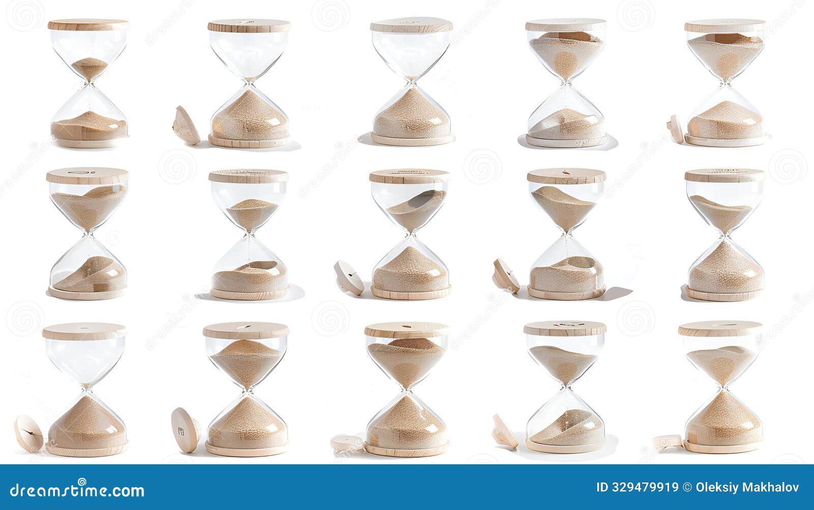 Passage of Time. Hourglass with Flowing Sand on White Background, Stock ...