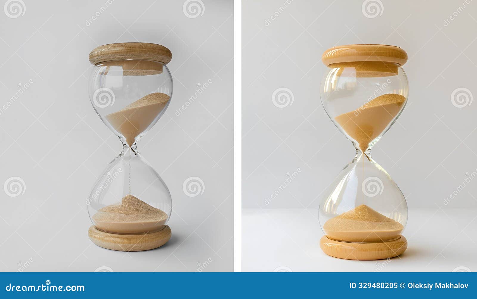 Passage of Time. Hourglass with Flowing Sand on White Background Stock ...