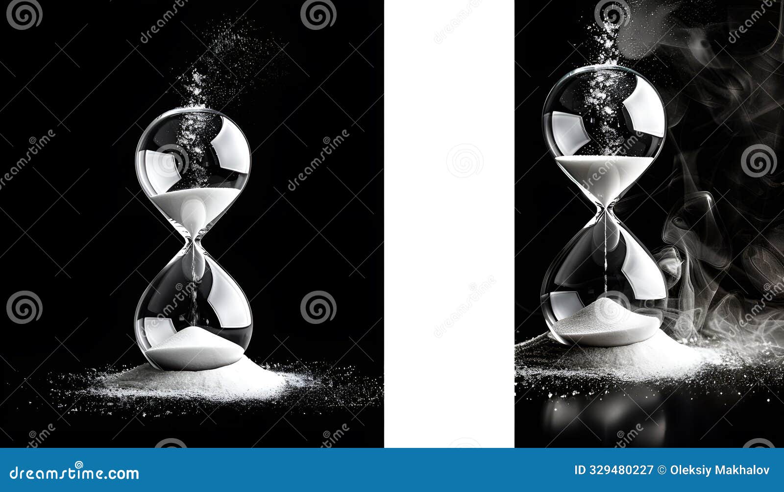 Passage of Time. Hourglass with Flowing Sand on White Background Stock ...