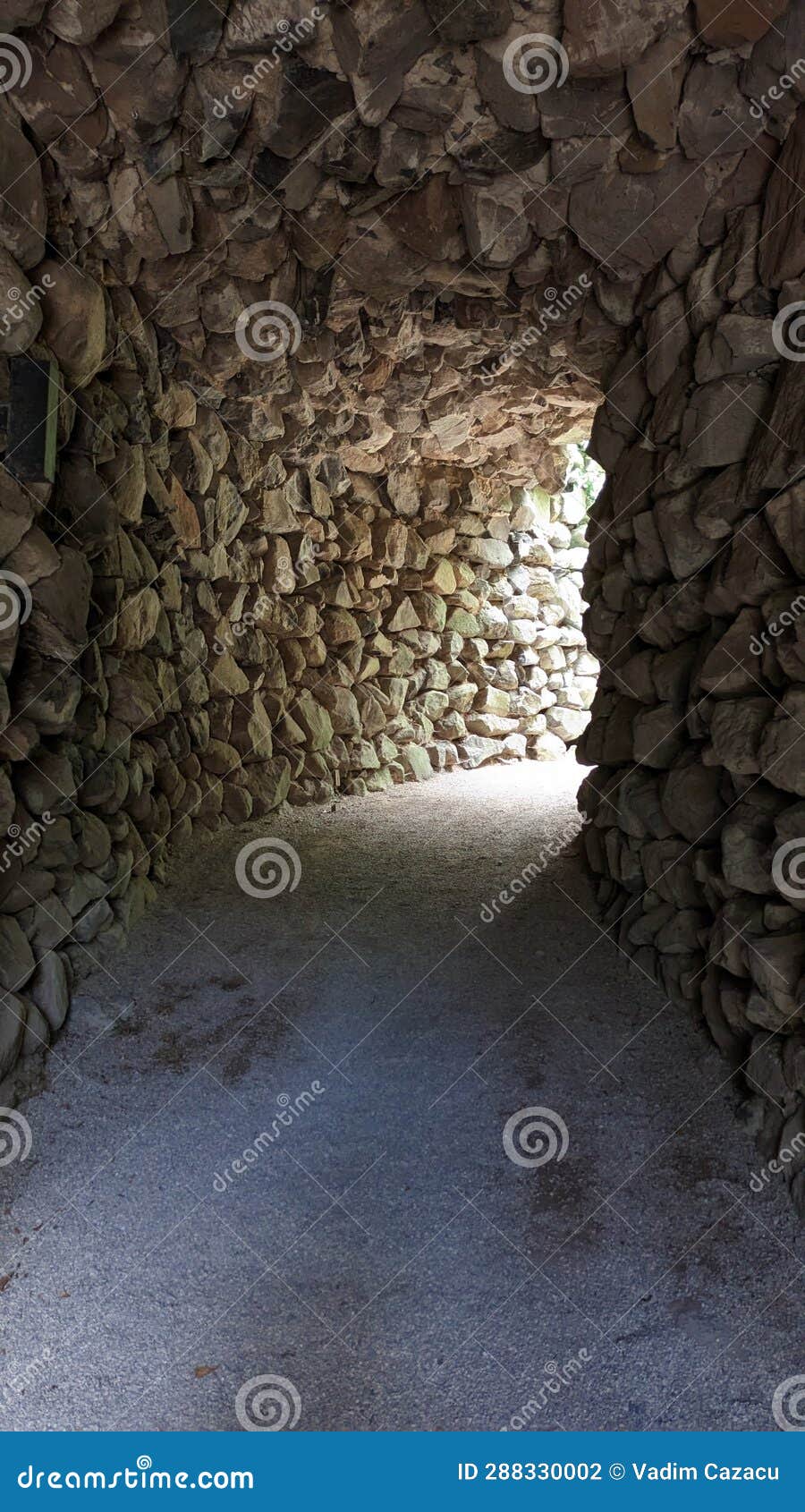 Passage Tunnel Wall and Ceiling of Stones Light at the End of the ...