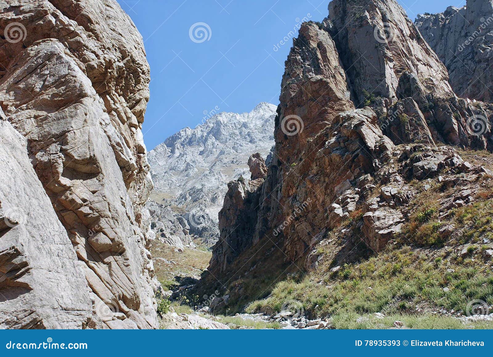 The Passage between Two Rocks in the Mountains Stock Image - Image of ...
