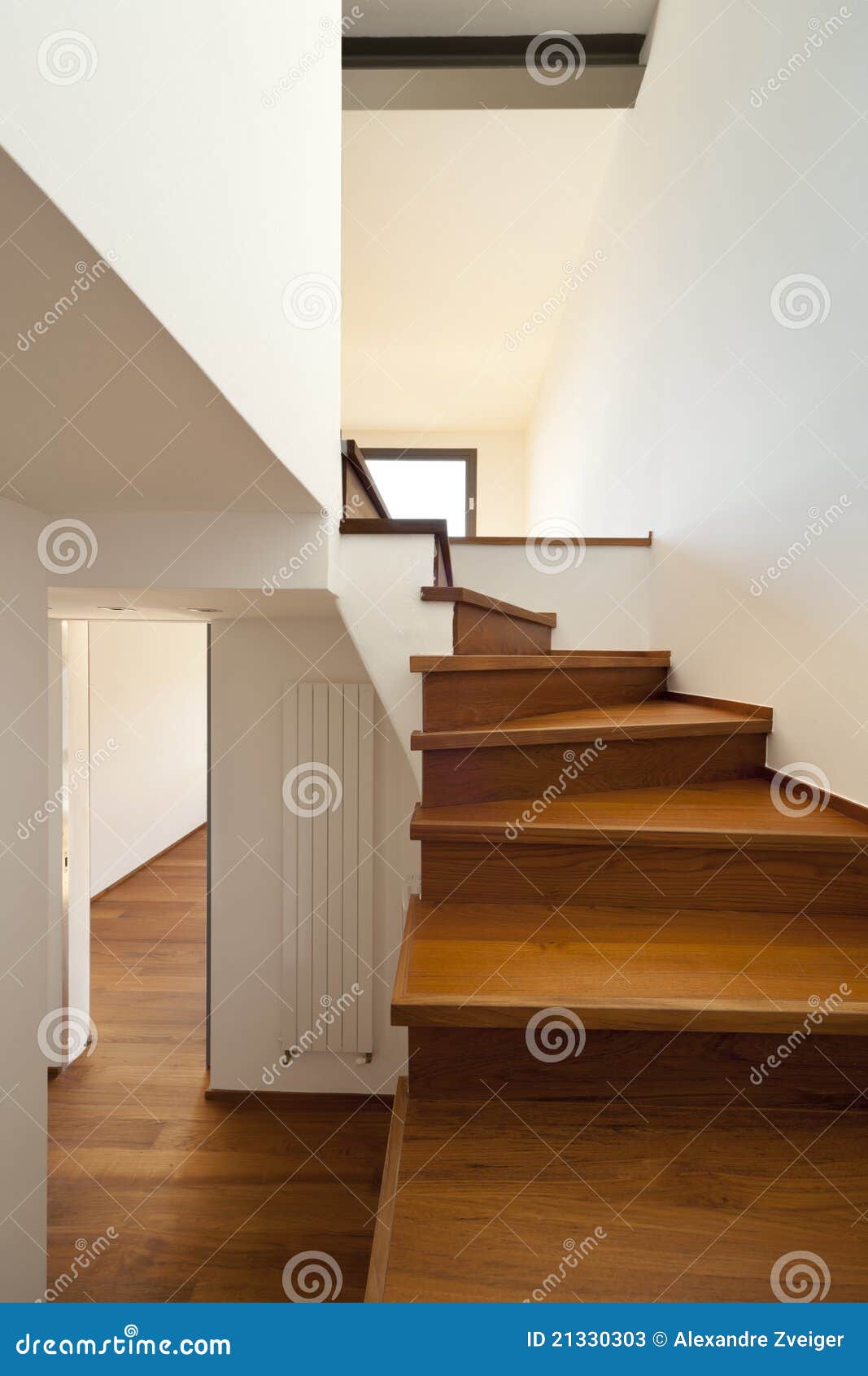 Passage and Wooden Staircase Stock Image - Image of wooden, apartment ...