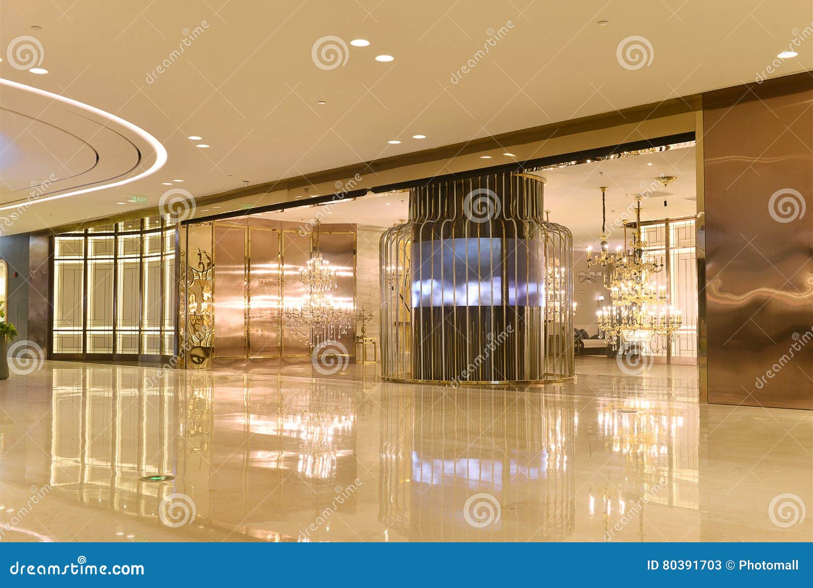 Passageway and Lighting Shop in Commercial Building Stock Image - Image ...