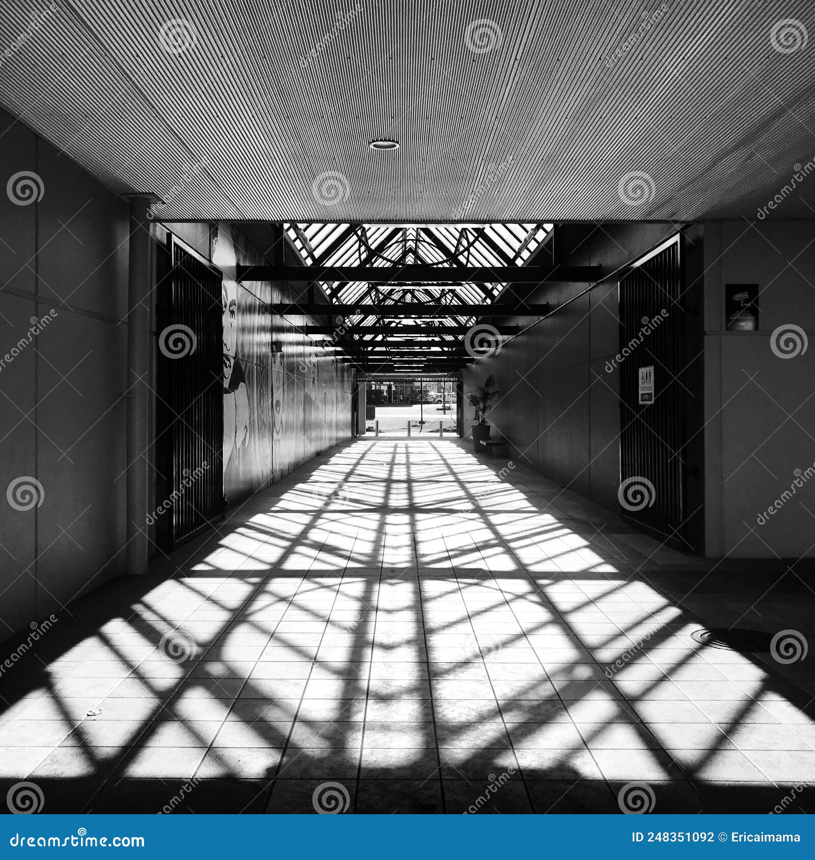 Passageway with Skylight, Shadows Form a Geometric Pattern. Stock Photo ...