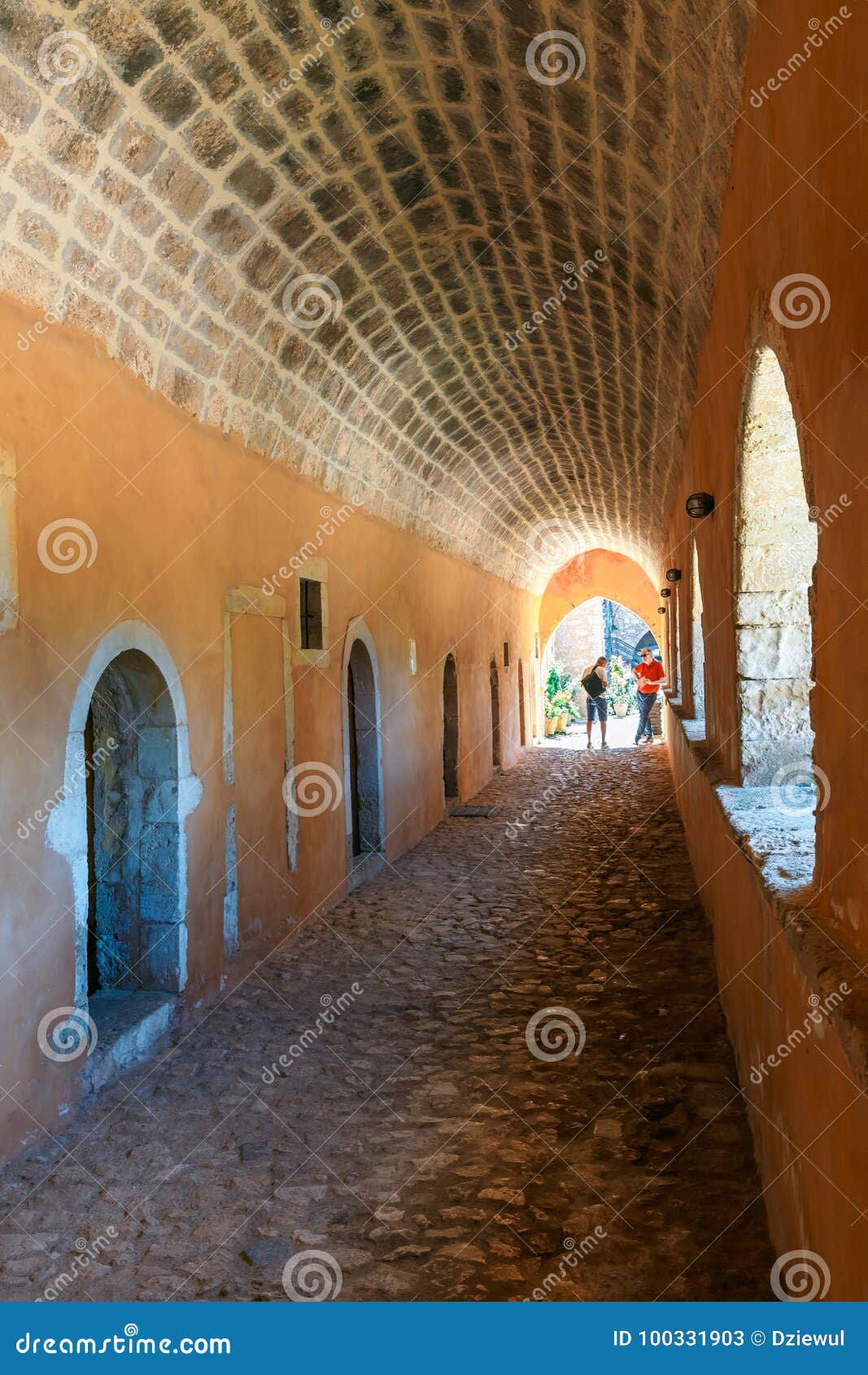 Passageway in the West Gate at the Arkadi Monastery, Arkadi, Crete ...