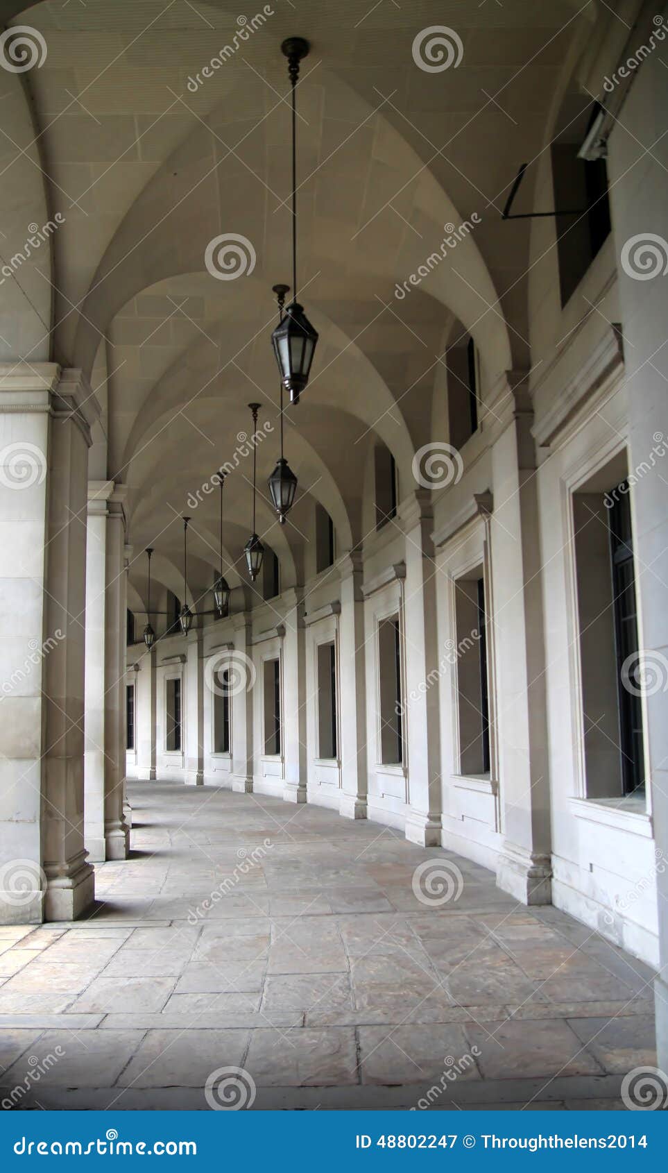 Passageway with Windows. stock image. Image of hallway - 48802247