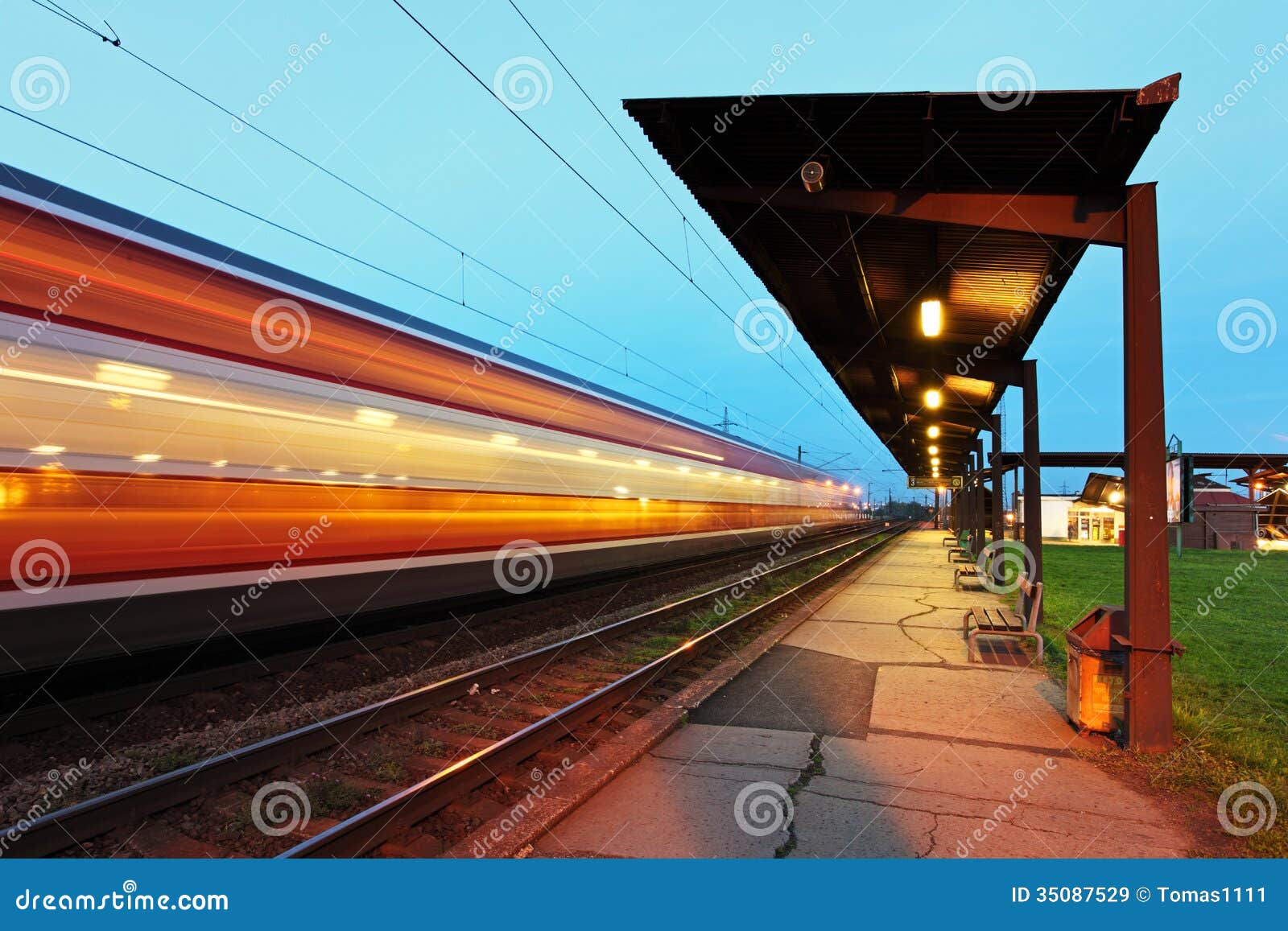 Passanger Station with Motion Train Stock Image - Image of passenger ...