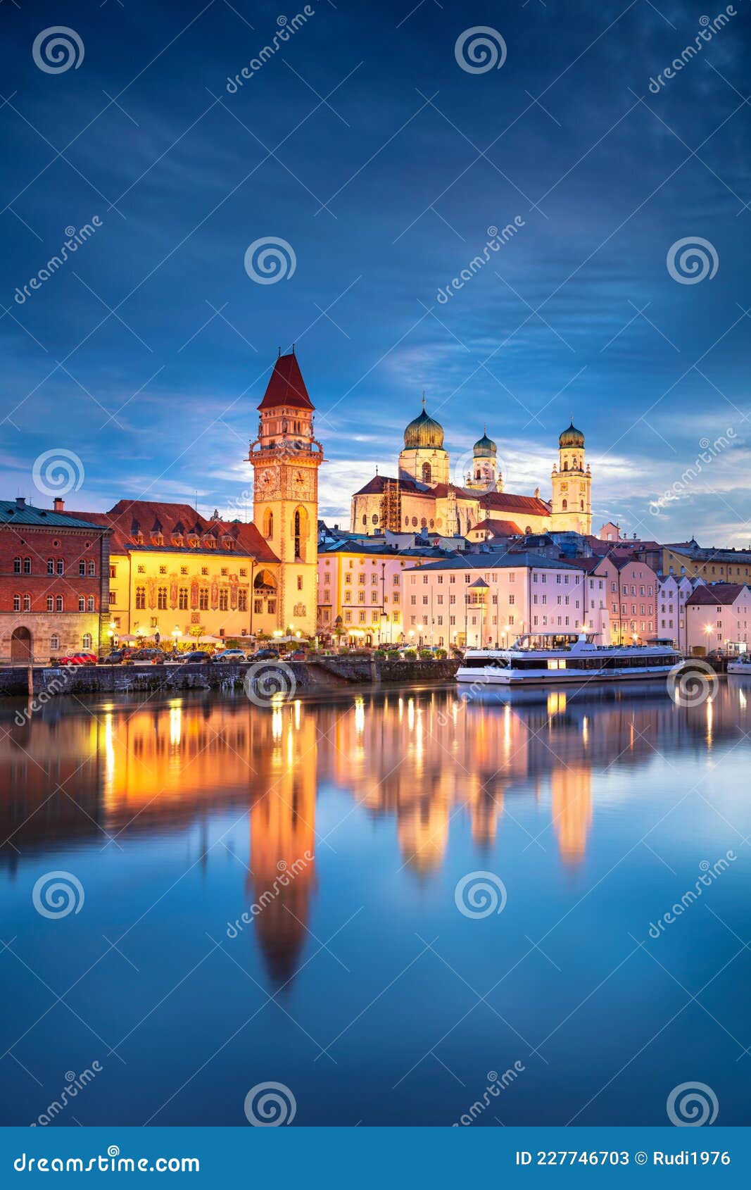 Passau Skyline, Germany at Sunset. Stock Image - Image of germany, life ...