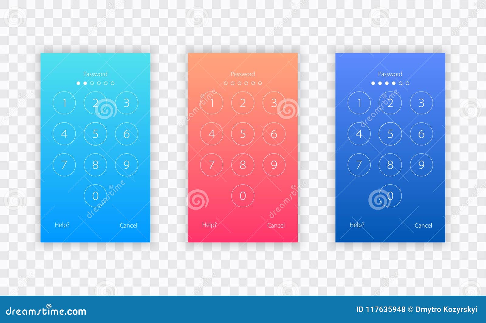 Passcode Interface for Lock Screen, Login or Enter Password Pages. Vector Phone ID Recognition ...
