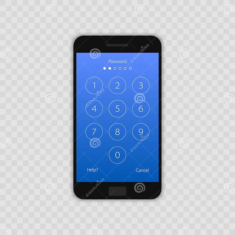 Passcode Interface for Lock Screen, Login or Enter Password Pages. Vector Phone ID Recognition ...