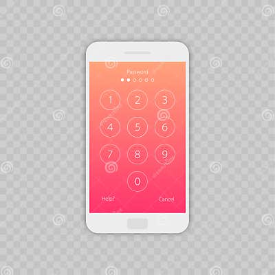 Passcode Interface for Lock Screen, Login or Enter Password Pages. Vector Phone ID Recognition ...