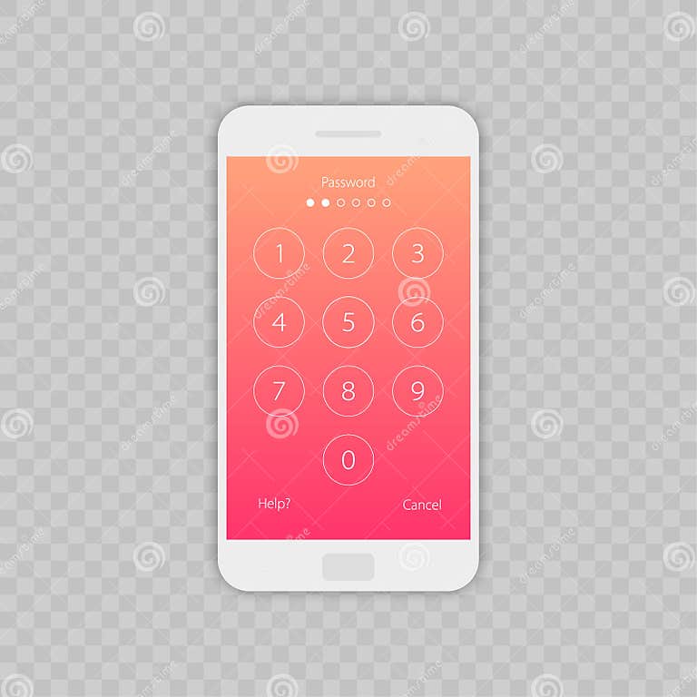 Passcode Interface for Lock Screen, Login or Enter Password Pages. Vector Phone ID Recognition ...