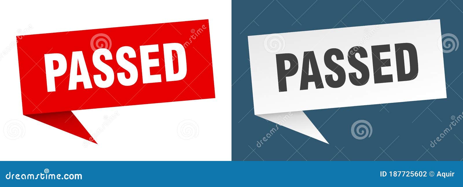 Passed Banner Template. Passed Ribbon Label. Cartoon Vector ...