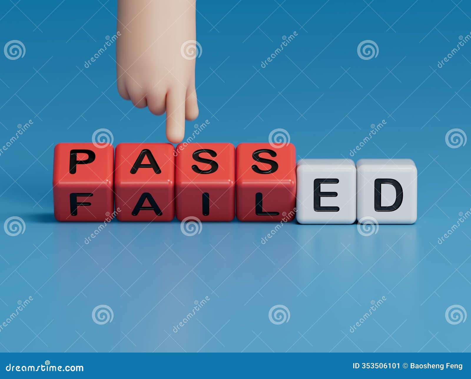 Passed and Failed Symbol. Turned Wooden Cubes and Changes Word Failed ...