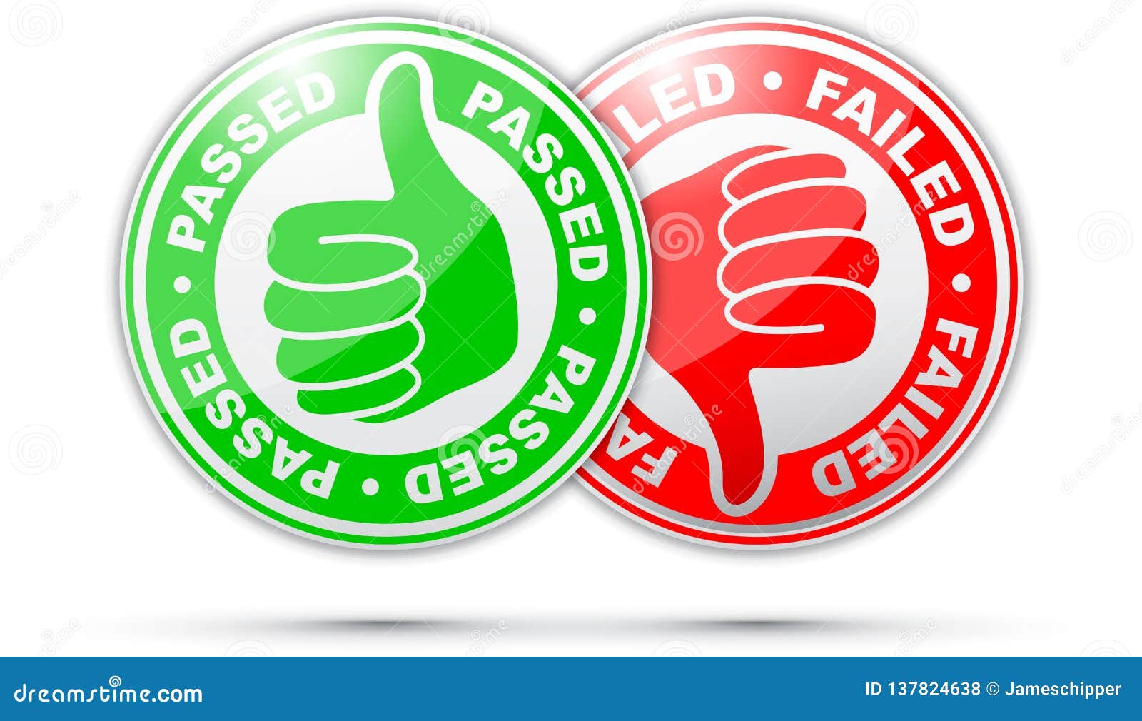Passed and Failed Thumbs Up and Down Icon Stock Vector - Illustration ...