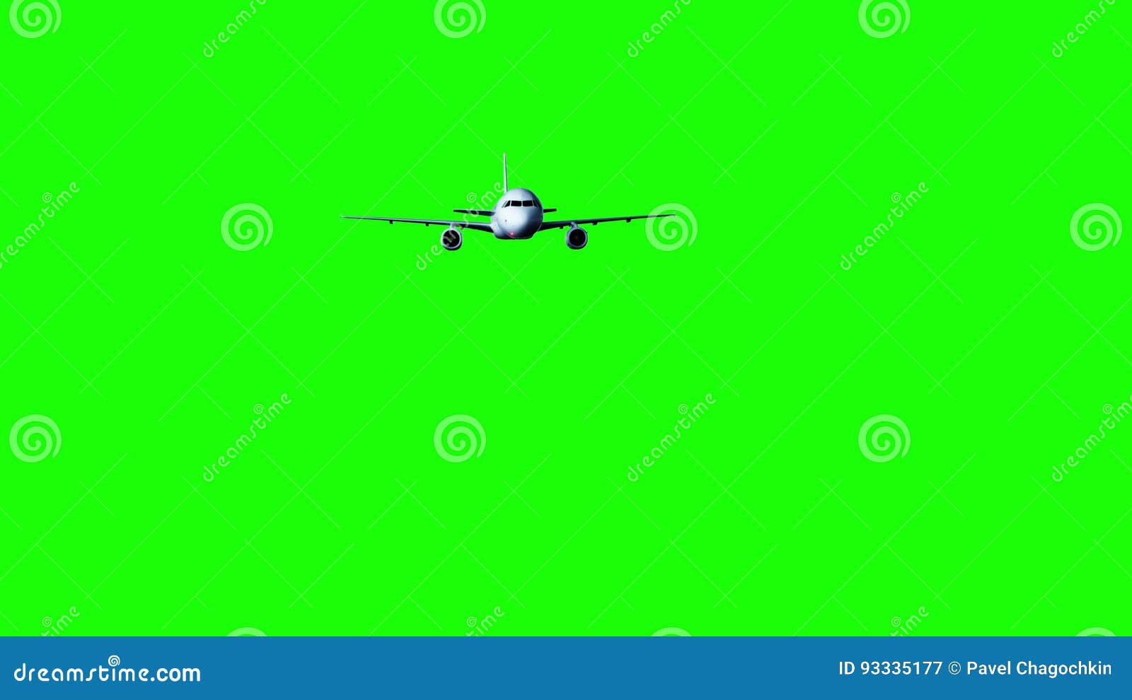 Passenger Airbus Flying in the Clouds. Green Screen. Realistic 4K ...