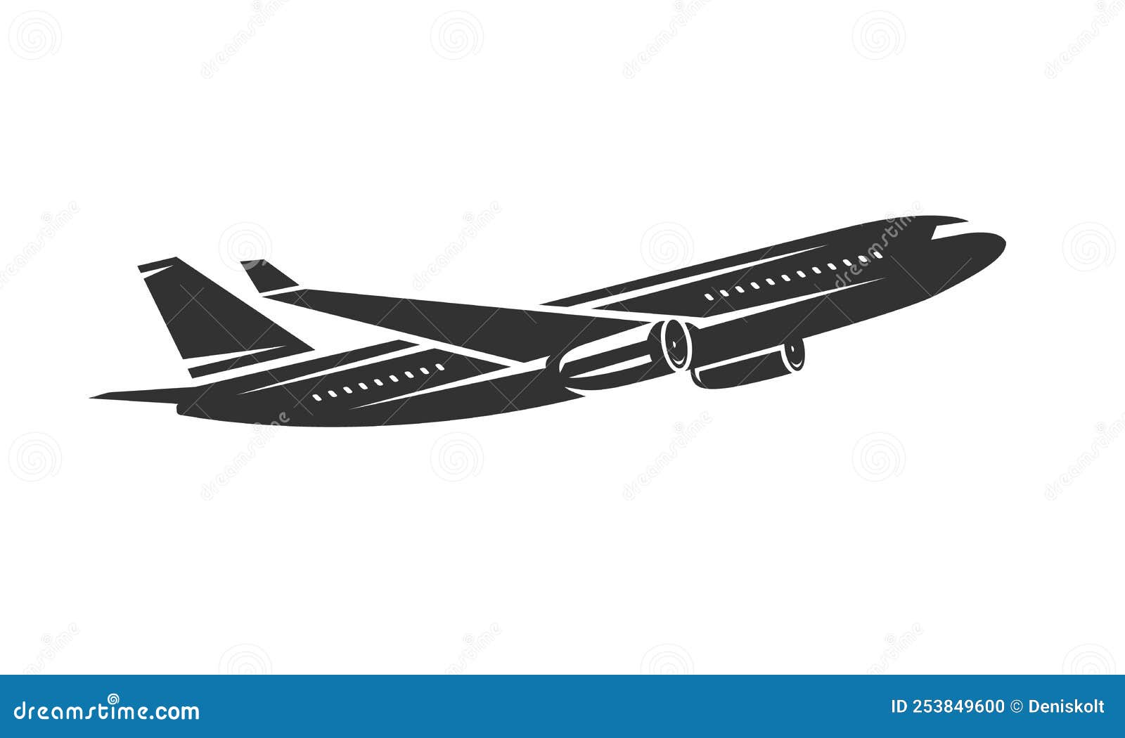 Airliner Set Vector Illustration. Collection Flying Airplane Side ...
