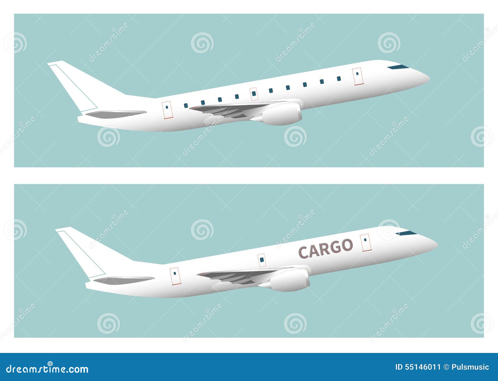 Passenger Aircraft and Cargo Aircraft Stock Vector - Illustration of ...