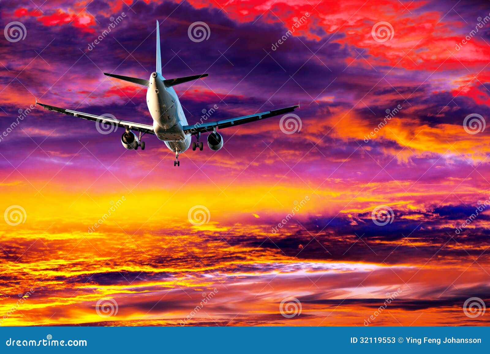 Passenger Aircraft on Colorful Sky Stock Image - Image of transport ...