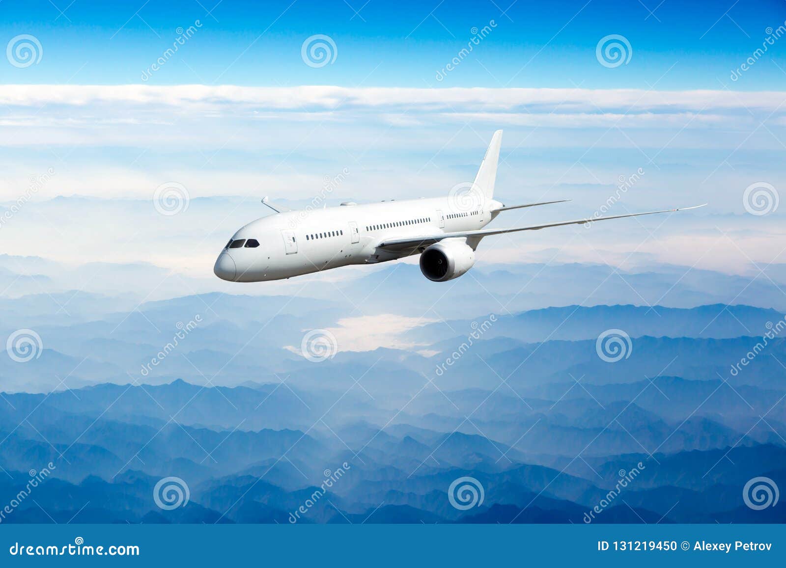 Passenger Aircraft in Flight. Side View. Stock Photo - Image of ...
